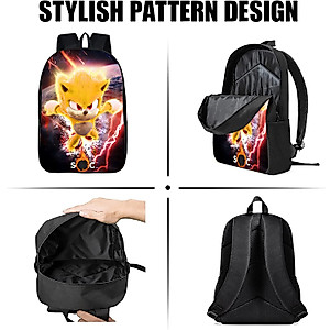 LMUCYISYIS Cute Hedgehog Backpack for School, 17 Inch Cartoon School Bag Large Capacity Bookbag Outdoor Travel Laptop Bag for Boys Girls Teens Gift (Cartoon 01)