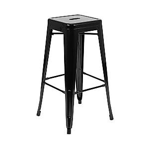 Flash Furniture Lily 30" High Metal Indoor Bar Stool in Black - Stackable Set of 4