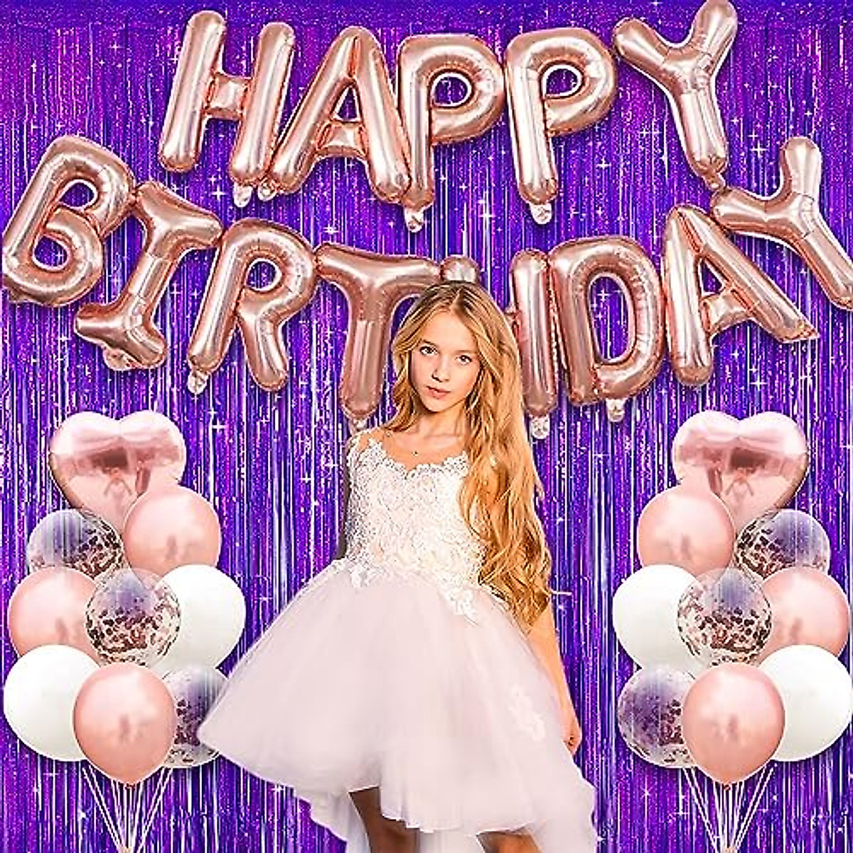 LIKAJON 3 Pack 3.3x8.2 Feet Purple Backdrop for Purple Party Decorations, Purple Metallic Tinsel Foil Fringe Curtains, Purple Fringe Backdrop for Graduation Baby Shower Gender Reveal Disco Party