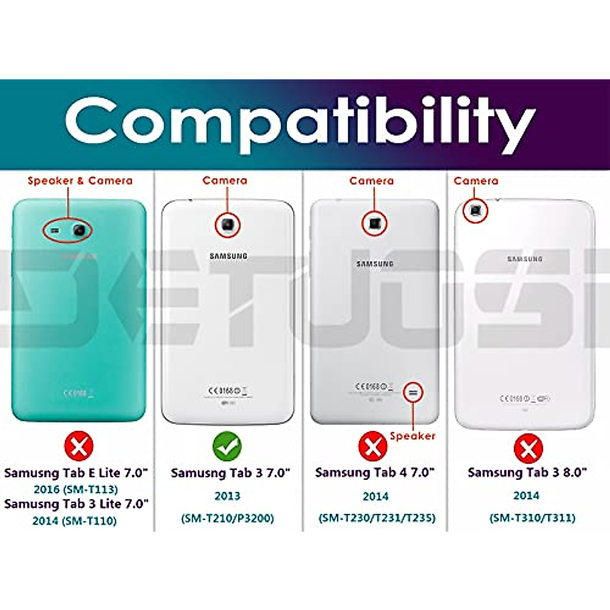 DETUOSI Slim Case for Samsung Galaxy Tab 3 7.0" 2013 (SM-T210/T215/P3200), Ultra Thin Lightweight Folio Folding PU Leather Full-Body Protective Tablet Book Cover + Multi-Angle Stand + Magnetic Closure