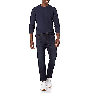 Amazon Essentials Men's Regular-Fit Long-Sleeve Waffle Shirt, Navy, Large