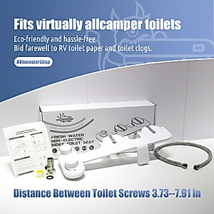 RV Bidet Attachment for Toilet- Self Cleaning Fresh Water Sprayer,Slide-in Easy Install, Adjustable Dual Nozzle (Cold) The proper distance between toilet screws 3.73-7.91 inches