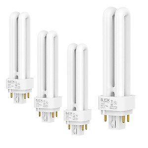 SLEEKLIGHTING 18 Watt T4 Double Tube CFL 4 Pin G24Q-2 Base Light Bulb 2700K 1050lm -Replaces PLC-18W 827 -Compact Fluorescent - Warm White Light 4pack