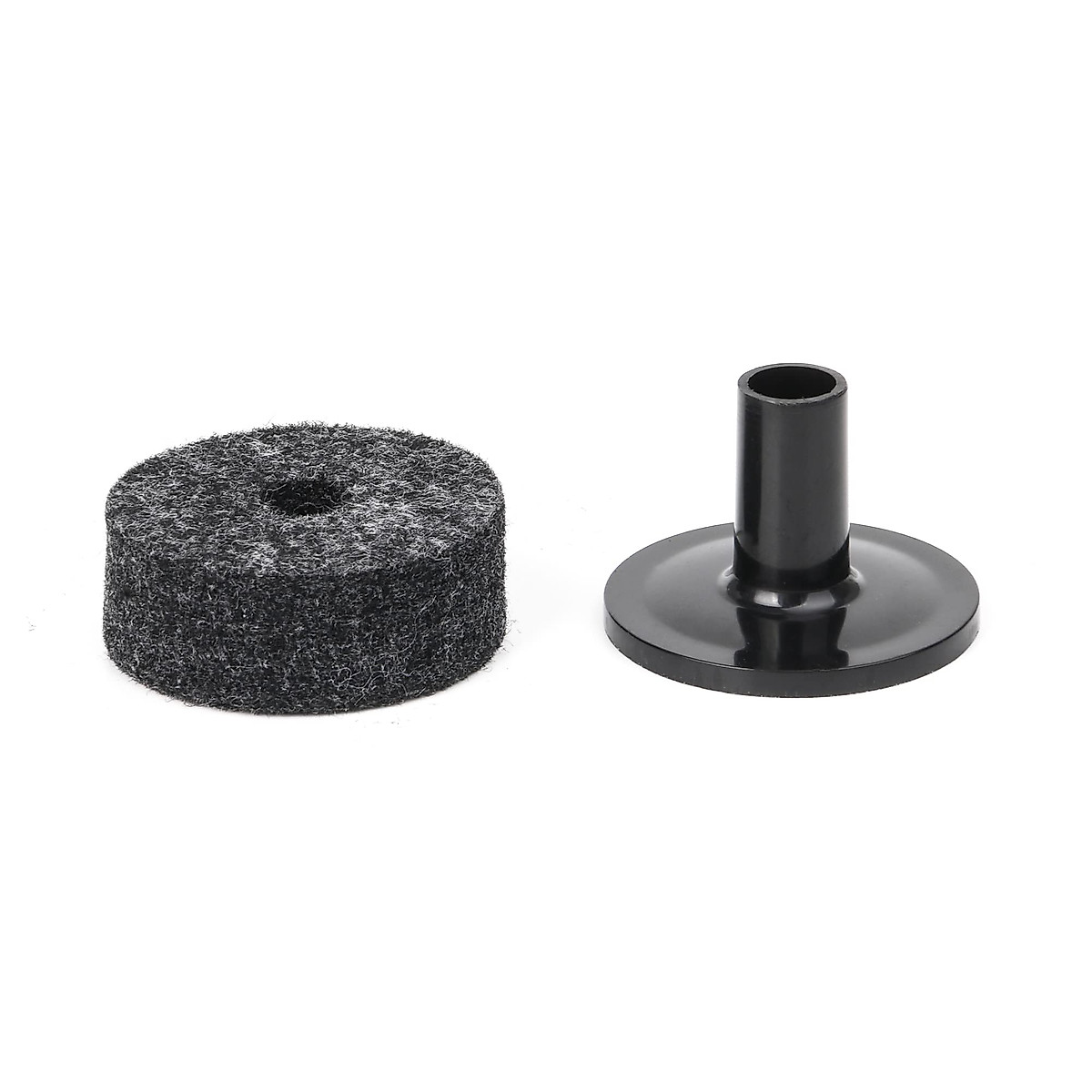 Yibuy Black Drum Set Replacement Parts 15mm Thick Felt Washers & Plastic Long Flanged Cymbal Sleeves Pack of 10
