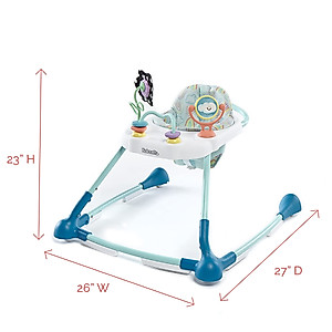 Kolcraft Tiny Steps Too 2-in-1 Infant and Baby Activity Push Walker with Steel Base, Seated or Walk-Behind with wheels for Baby Girl or Boy - Clouds and Rainbows