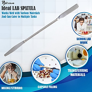 A2Z-DE003 Stainless Steel Double Ended Micro Lab Spatula Sampler, Round & Tapered Arrow End, 7" Length