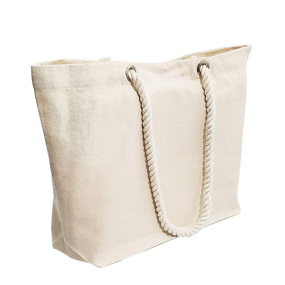 6 Pack Rope Handle Tote Bags Large Tote Bag with Rope Handles Sturdy Canvas Reusable Grocery Shopping Bags Tote Bag Beach Bag (Medium (17"W x 13"H x 4"D))