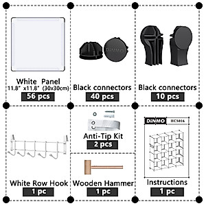 DINMO 16 Cubes Storage Organizer, Bookcase, Display Shelf with Wooden Mallet, Cabinet Storage for Kids, Adult, Office, Bedroom, Bathroom, White