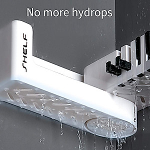 Corner Shower Caddy, YANHU Suction Cup NO-Drilling Removable Shower Shelf Adhesive Caddy Organizer Wall Mounted Organizer Basket Waterproof & Oilproof Shower Corner Rack for Bathroom & Kitchen - White