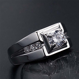 LOVERSRING Couple Ring Bridal Sets His Hers 10k White Gold Plated White AAA Cz Wedding Engagement Ring Band Set