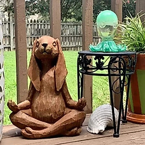 Trjgtas Garden Yoga Rabbit Meditating Rabbit Statue,Bunny Meditation Sculpture Decoration with Look of Carved Outdoor Animal Yard Porch Art