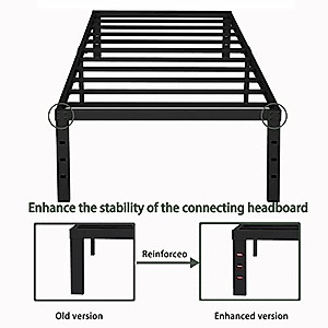 Goltriever Twin XL Bed Frames, 18 Inch High Heavy Duty Metal Frame, 2500Lbs Non-Slip Steel Slats Support Bed Frame with Storage, No Box Spring Needed, Easy Assembly, Black