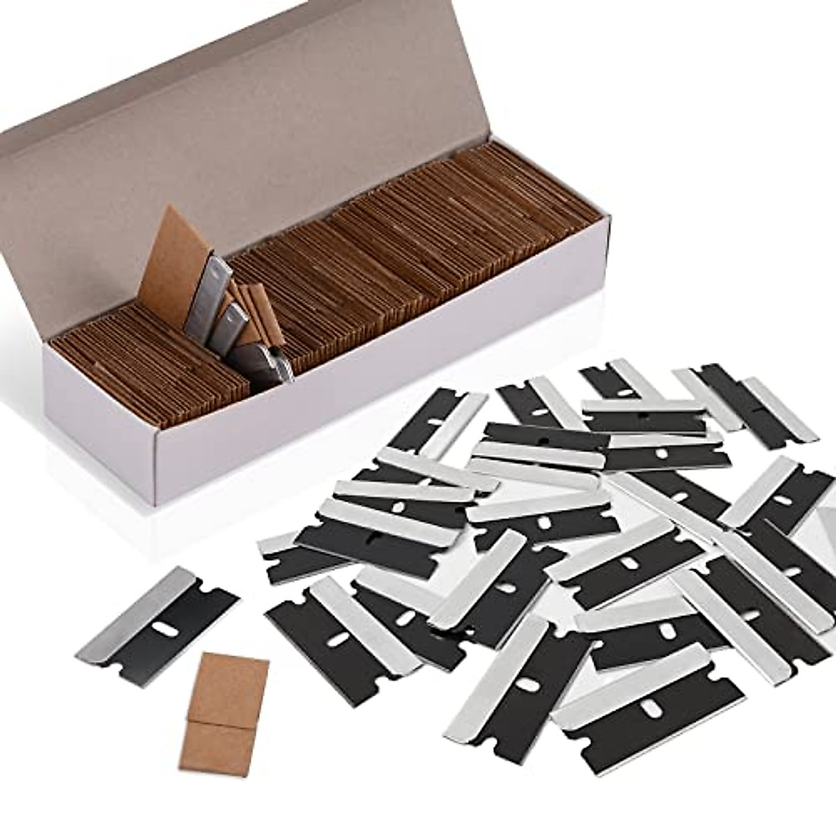EHDIS 100pcs Razor Blades Single Edge Carbon Steel Razor Blades for Standard Scraper Tool, Safety Straight Edge Industrial Razor Blades for Paint Scraper,Glass Scraper,Box Cutter Replacement Blades