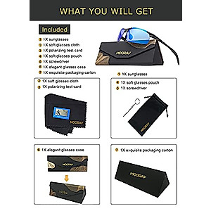 MOORAY Mens Polarized Sports Sunglasses UV Protection Sunglasses for Men Cycling Driving Fishing(Blue,Black)