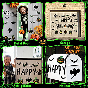 28 Pcs Halloween Garage Door Decorations Magnets Black Bats Glow in The Dark Garage Door Magnets Luminous Pumpkin Bat Automotive Magnetic Decorations Halloween Car Reflective Magnet for Party Decor
