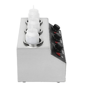 Commercial Electric Sauce Warmer, 240W Hot Fudge Warmer Dispenser, Nacho Cheese Sauce Ketchup Chocolate Warmer for Commercial with 3pcs Squeeze Bottle