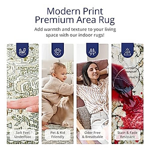 Abani Savoy Collection Area Rug - Beige/Green Vintage Design - 7'9" x 10'2" - Easy to Clean - Durable for Kids and Pets - Non-Shedding - Medium Pile - Soft Feel - for Living Room, Bedroom & Office