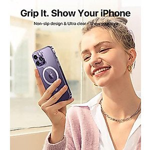 andobil Designed for iPhone 14 Pro Case Clear - Non Yellowing - with Invisible Stand - MagSafe Compatible - Military Grade Protection - Kickstand Slim Case for iPhone 14 Pro 6.1'' for Men Women, Clear