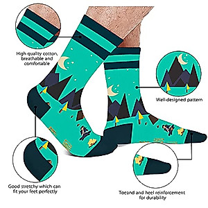 AGRIMONY Funny Socks for Men Women Teen Boys-I’d Rather Be Camping Socks Camping Camper Gifts Fun Novelty Cool Crazy Funky Crew Camp Socks-Valentines Day Christmas Stocking Stuffers