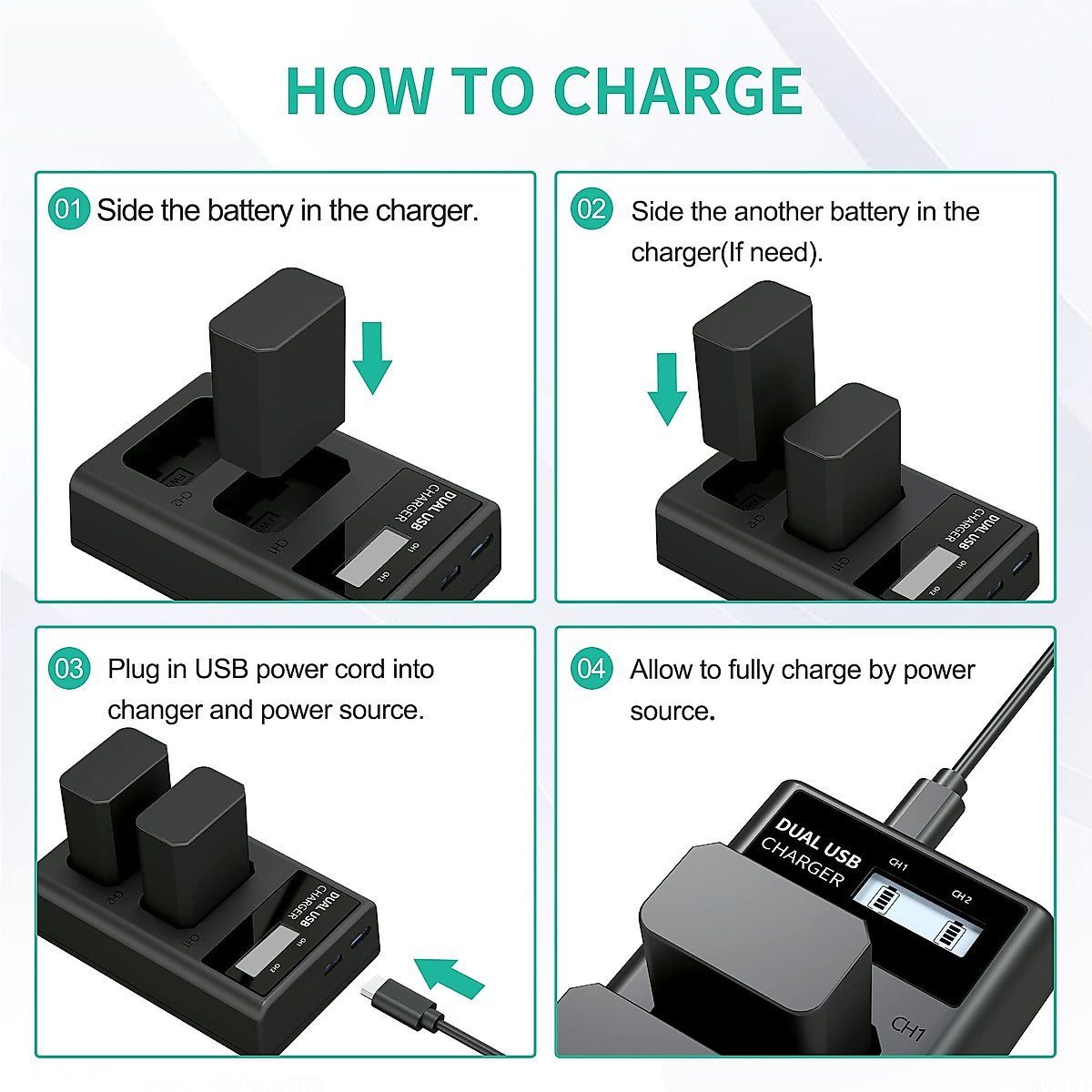 NP-FW50 Battery Charger, LCD Dual Charger Compatible with Sony Alpha A6000, A6400, A6100, A6300, A6500, A5100, A7, A7 II, A7R, A7R II, A7R2, A7S, A7S II, A7S2, A5000, A3000, RX10, NEX-3/5/7 Series