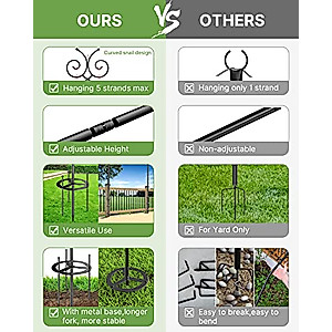 Outdoor String Light Poles 2 Pack, 9 FT Light Poles for Hanging Outside String Lights with Hooks, Adjustable Metal String Light Pole for Patio Fence Backyard Deck Garden Bistro Christmas Wedding