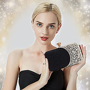 Yokawe Womens Rhinestone Evening Bags Sparkly Crystal Purse Clutch Bride Wedding Party Prom Handbag (Black)