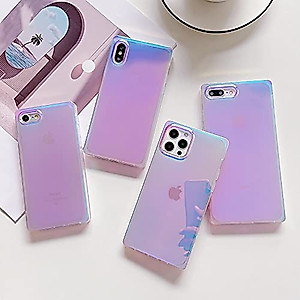 COCOMII Square Case Compatible with iPhone 13 Pro Max - Slim, Glossy, Translucent Clear, Holographic Mirror, Easy to Hold, Anti-Scratch, Shockproof (Iridescent)