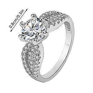 Luxury Diamond Silver Ring Bride Ring Engagement Wedding Ring Prong Setting Zircon Rings Jewelry for Your Princess