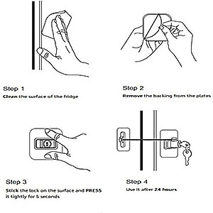 VOCOMO Refrigerator Lock, 2.8’’x2.8’’ Fridge Lock with Keys, Freezer Lock and Child Safety Cabinet Lock with Strong Adhesive (2 Pack)