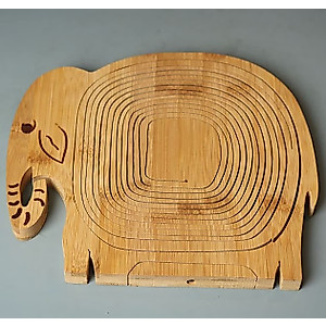 Foldable Wooden Fruit Basket for Kitchen Table In Elephant Shape Cute Flowers Nuts Candy Storage Box for Holiday Family Party