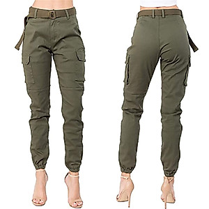 Prime Shopping Online Women's High Waist Cargo Camouflage Pants for with Matching Belt Combat Military Trousers Tapered Pants with Pockets Army Green XL Fall Pants for Women 2023