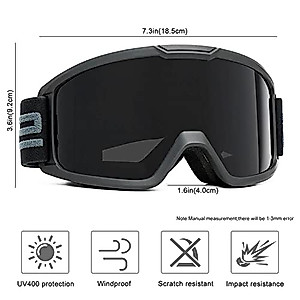 SPOSUNE Motorcycle ATV Goggles with Dual Lens Soft foam, Anti-fog Ski Goggle for Men Women Dirt Bike Off Road Motocross