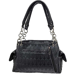 R2N fashions Rhinestone Skull Western Concealed Carry Handbag and wallet set (Black embossed)