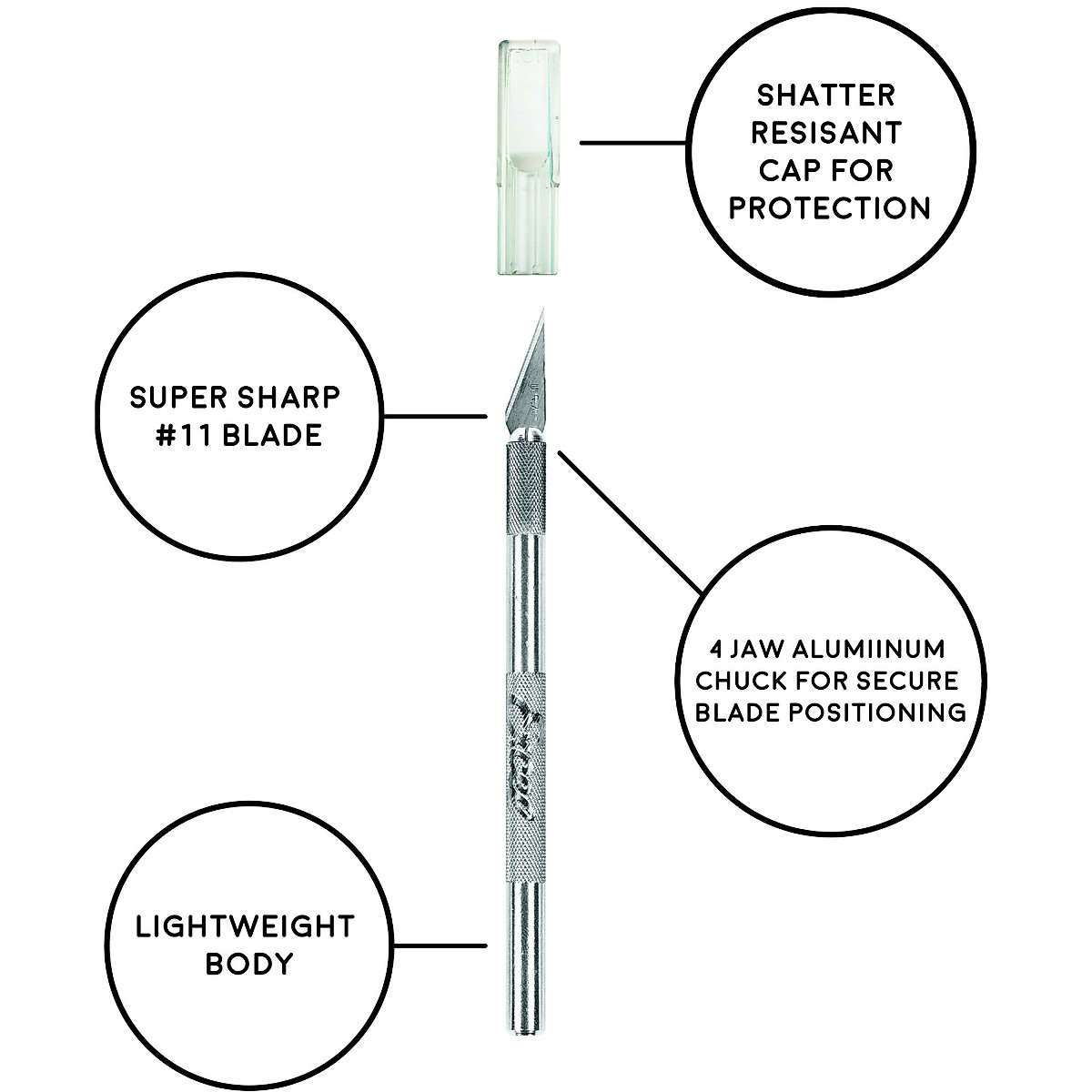 Excel Blades K1 Hobby Knife with Safety Cap, American Made Light Duty Craft Knife, 1 Pack