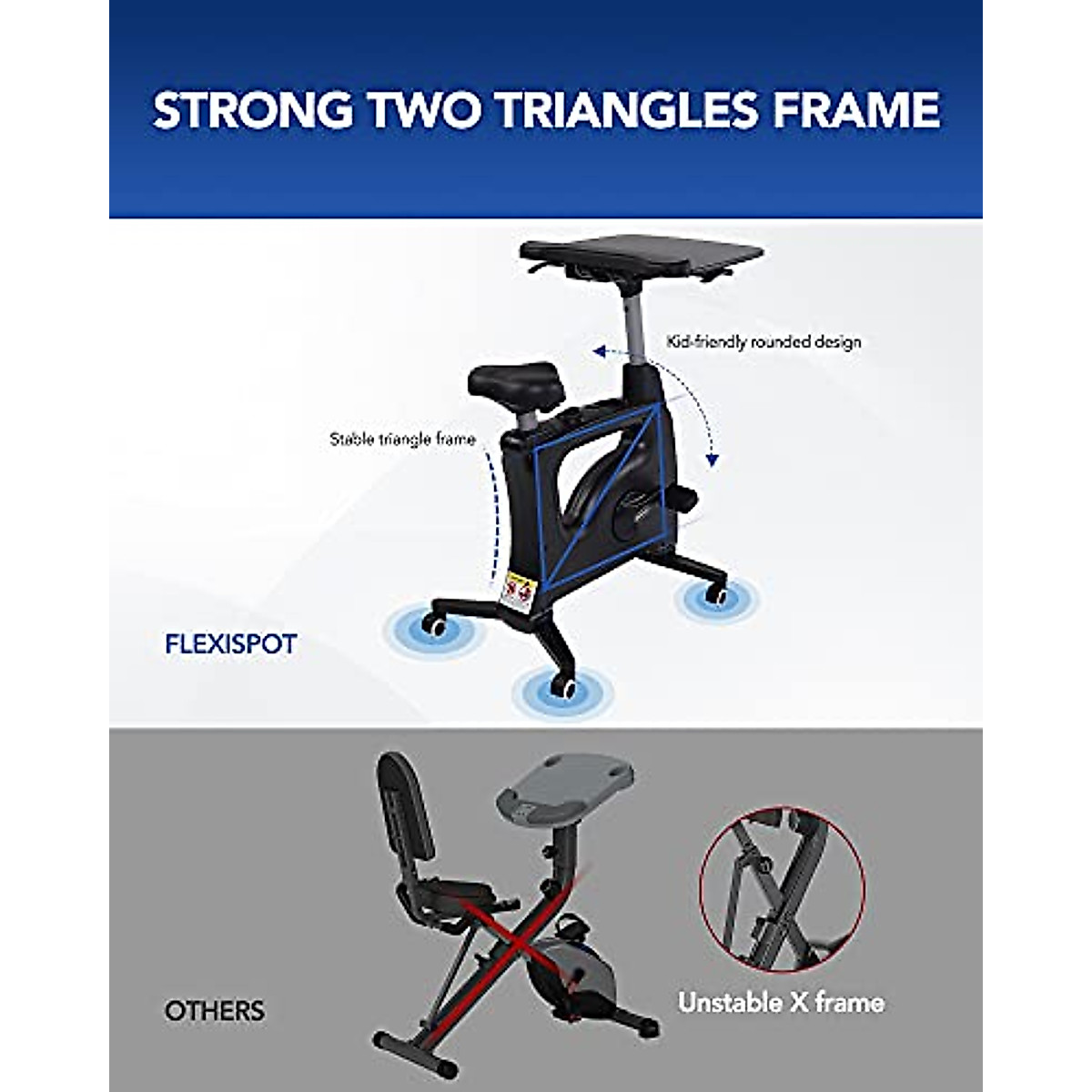 FLEXISPOT Computer Workstation Standing Desk Exercise Bike Home Office Furniture Desk -Deskcise pro（Black）