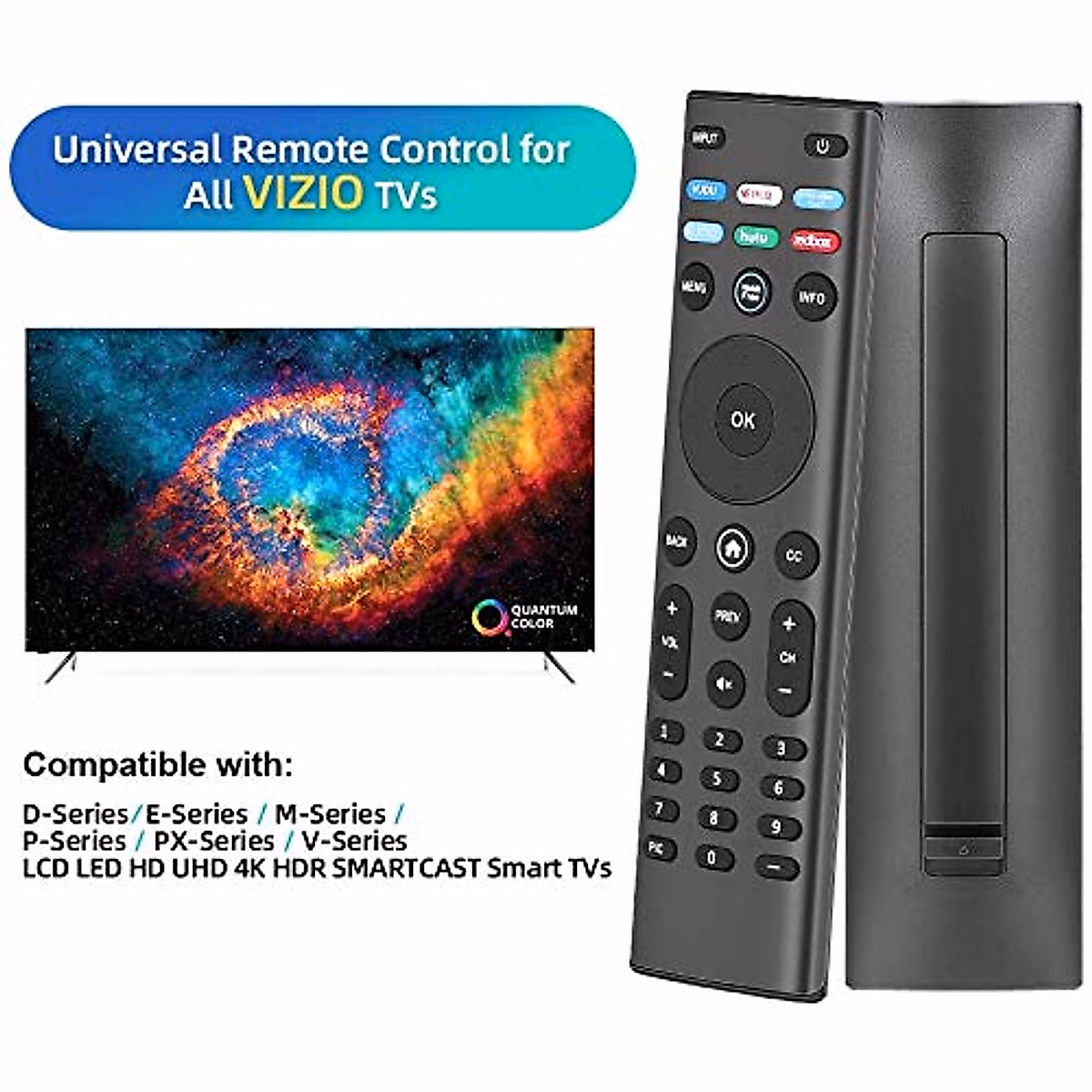 XRT140 Watchfree Smart TV Remote Works with All VIZIO Smart TVs