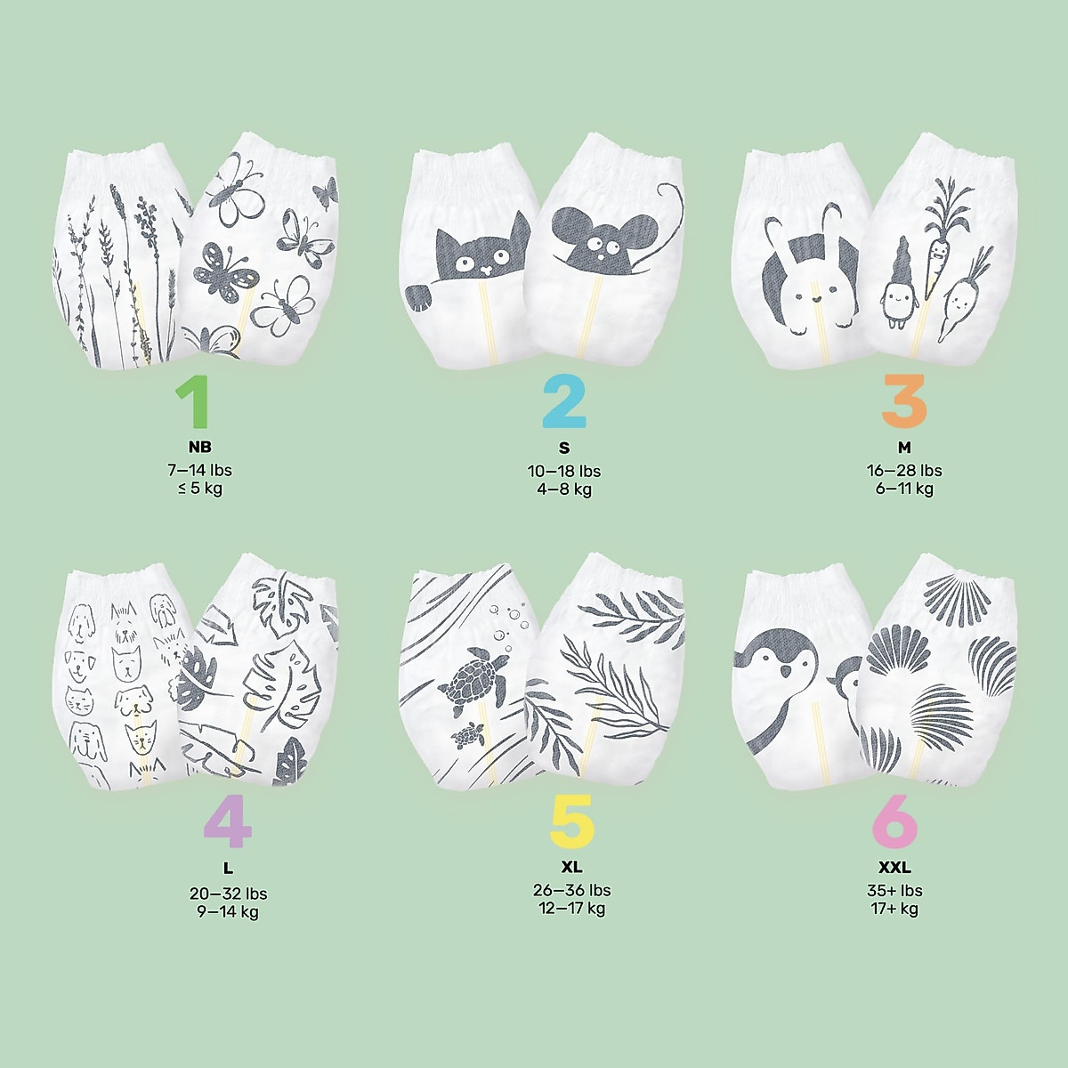 PARASOL Clear+Dry Disposable Diapers, RashShield Protection, Leakproof Design, Hypoallergenic, Size 1 (7-14 lbs), 160 Count