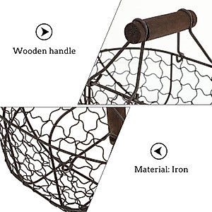 Cabilock Table Tray Country Basket Wire Egg Storage Basket with Handle Iron Art Eggs Tray Eggs Holder Metal Wire Gathering Basket for Kitchen Home Living Room Countertop Storage Baskets Oval Basket