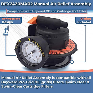 Swimables DEX2420MAR2 Manual Air Relief Assembly - Compatible with Hayward DE and Cartridge Pool Filter - Works with Pro Grid, Swim Clear and Swimclear Cartridge Filters- New Upgraded Design