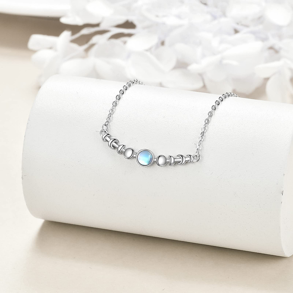 CRMAD Moon Phase Necklace Sterling Silver Moonstone Pendant Mother's Day Gifts for Mom (moon phase)