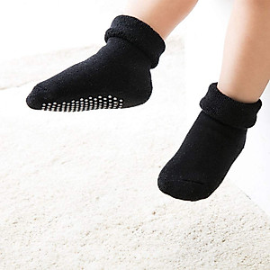Positif Grip Thick Warm Socks- 6 Pairs Baby Toddler Infant Kids boys Girls Anti Skid/Non Slip (3 Red 3 Black, 1-3Years)