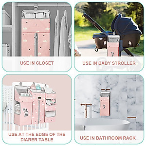 TOCKONIMN Hanging Diaper Caddy Organizer for Baby Crib - 3-in-1 Diaper Stacker for Changing Table Nursery Organization Storage Holder for Baby Essentials Attachment Portable Combining Clothing
