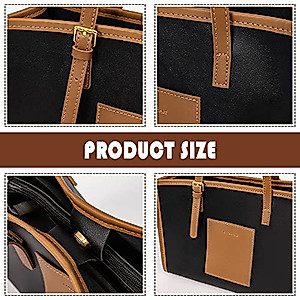 Tote Bag, PU Tote Bag for Women with Zipper Pocket Lightweight Shoulder Bag Handbag for Work, Office, School,Gym,Beach,Travel (Black)