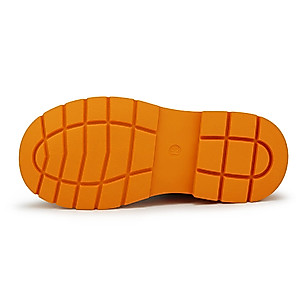 Hawkwell Boys Girls Low Heels Ankle Boots Unisex Kids Side Zipper Chelsea Booties (Toddlers/Little Kids/Big Kids),Black Orange PU 6 M US