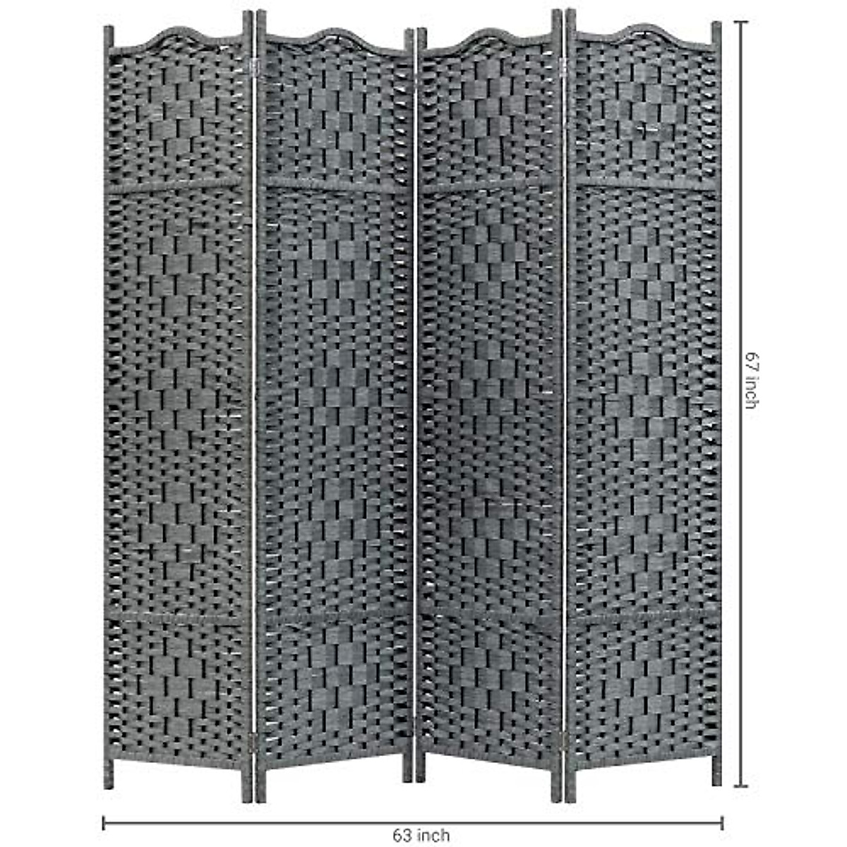 MyGift 4-Panel Freestanding Grey Bamboo Woven Folding Room Divider
