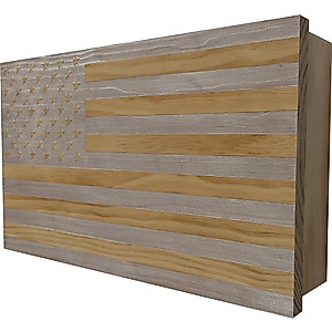 American Flag Concealed Gun Cabinet, Hidden Gun Storage American Flag (Whitewashed)