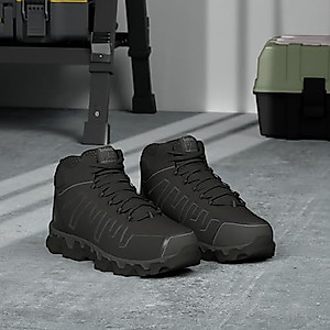 Timberland PRO Men's Powertrain Sport Mid Alloy Safety Toe Industrial Ahletic Work Shoe Athletic, Black/Grey, 12