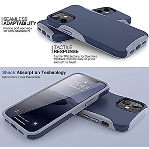 TEAM LUXURY Case Compatible with iPhone 12 Mini 5.4", Heavy Duty Shockproof Hybrid Protective Phone Cover (Dark Navy Blue/Gray)