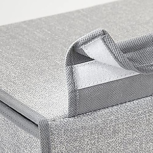 mDesign Soft Fabric Over Closet Shelving Hanging Storage Organizer with Removable Drawer for Closets in Bedrooms, Hallway, Entryway, Mudroom - Textured Print with Solid Trim, 2 Pack - Gray