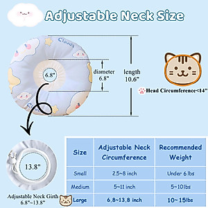 Adjustable Soft Cat Cone Collar Cloud Pattern Cat Cone for Cats Small Dogs Kitten Puppy After Surgery Prevent Licking, Waterproof(Blue,Large)